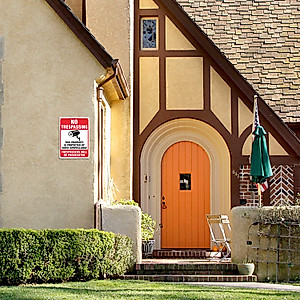 2 Pack No Trespassing Sign, Video Surveillance Signs, Trespassers Will Be Prosecuted Metal Reflective Sign, 10 x 7 Inches 0.40 Aluminum Indoor Or Outdoor Use for Home Business CCT