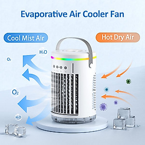 Portable Air Conditioner Fan, SKARIF Cooling Fan, Timer 3 Wind Speeds Air Cooler Fan, Personal Evaporative Cooler 2 Wind Modle Humidifier AC, Summer Quiet Fan with Night Light, Perfect for Home Office