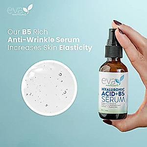 Eva Naturals Hyaluronic Acid Serum For Face With Vitamin B5 - Anti-Aging Face Serums & Anti-Wrinkle Moisturizing Serum - Hyaluronic Acid Face Serum, Plump Dry Skin - 2.0 Fl Oz (Pack of 1)