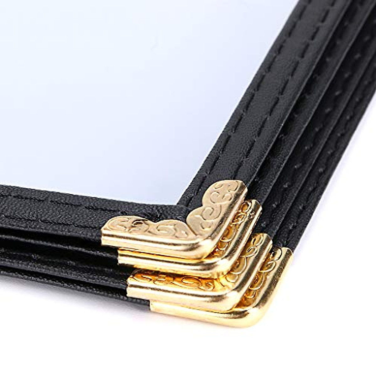 OwnMy 2PCS 8.5 x 11 Inch Menu Covers, 4 Page 8 View Transparent Restaurant Menu Covers Book with Leatherette Trim and Decorative Corners, Fit for Standard Letter Size Paper