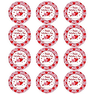 WaaHome 36pcs Pink Valentines Day Stickers Labels, 1.5" Happy Valentine's Day Gift Tags Gift Labels Present Stickers for Gift Wrap Box Decorations Card Envelope Seals Party Favors Supplies