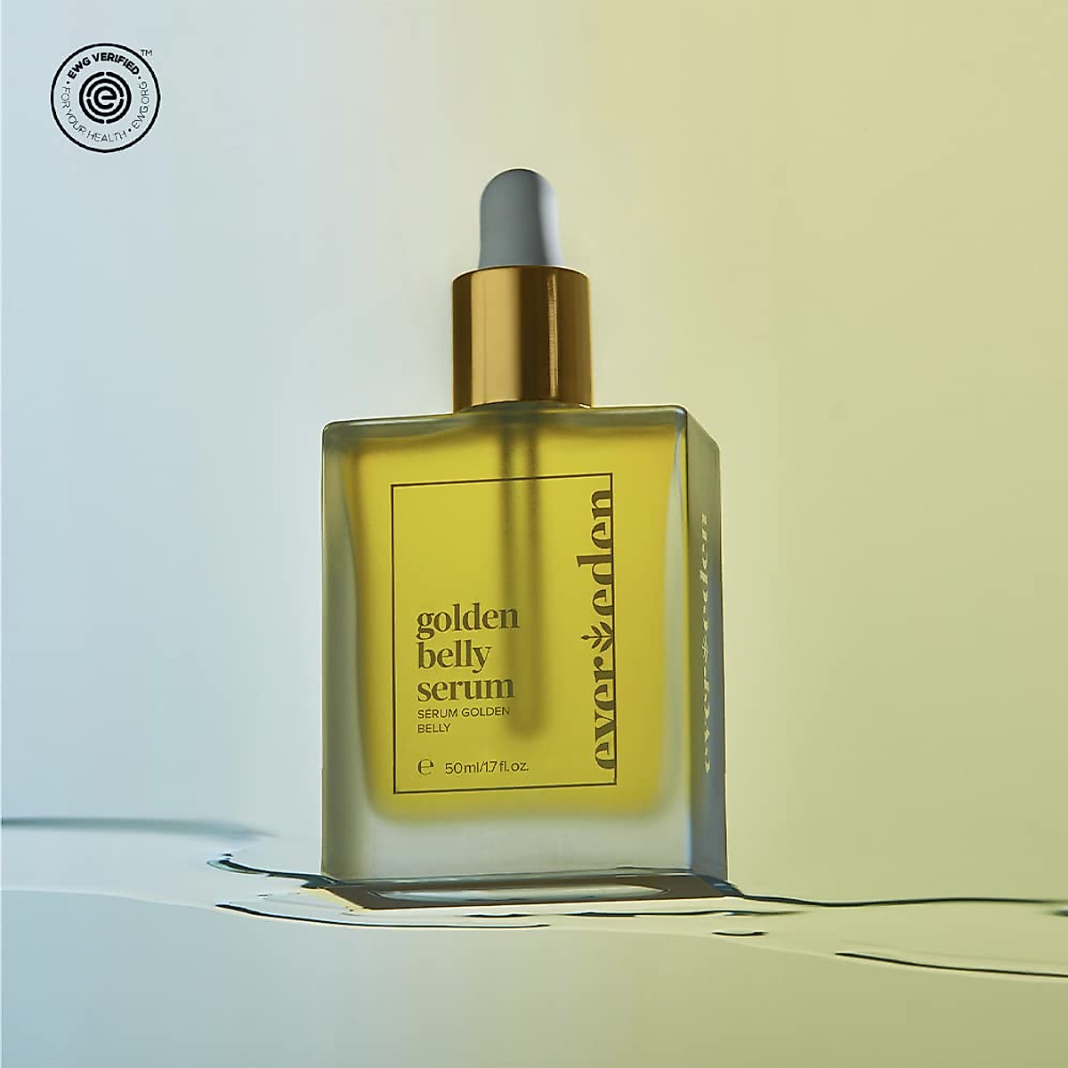 Evereden Golden Belly Serum, 1.7 fl oz. | Belly Oil for Pregnancy | Clean Women's Body care for Pregnancy and Postpartum | Natural and Plant Based Maternity Skincare | Non-Toxic Stretch Mark Oil