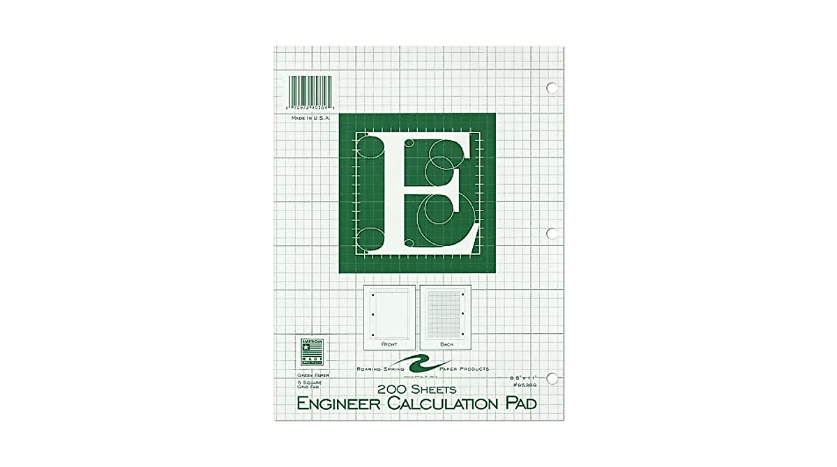ROARING SPRING 5x5 Grid Engineering Pad - 200 Sheets