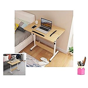 Multifunctional Desk Movable Computer Laptop Desk Study Writing Desk Adjustable with Keyboard Tray for Home Office (Color : Beige)