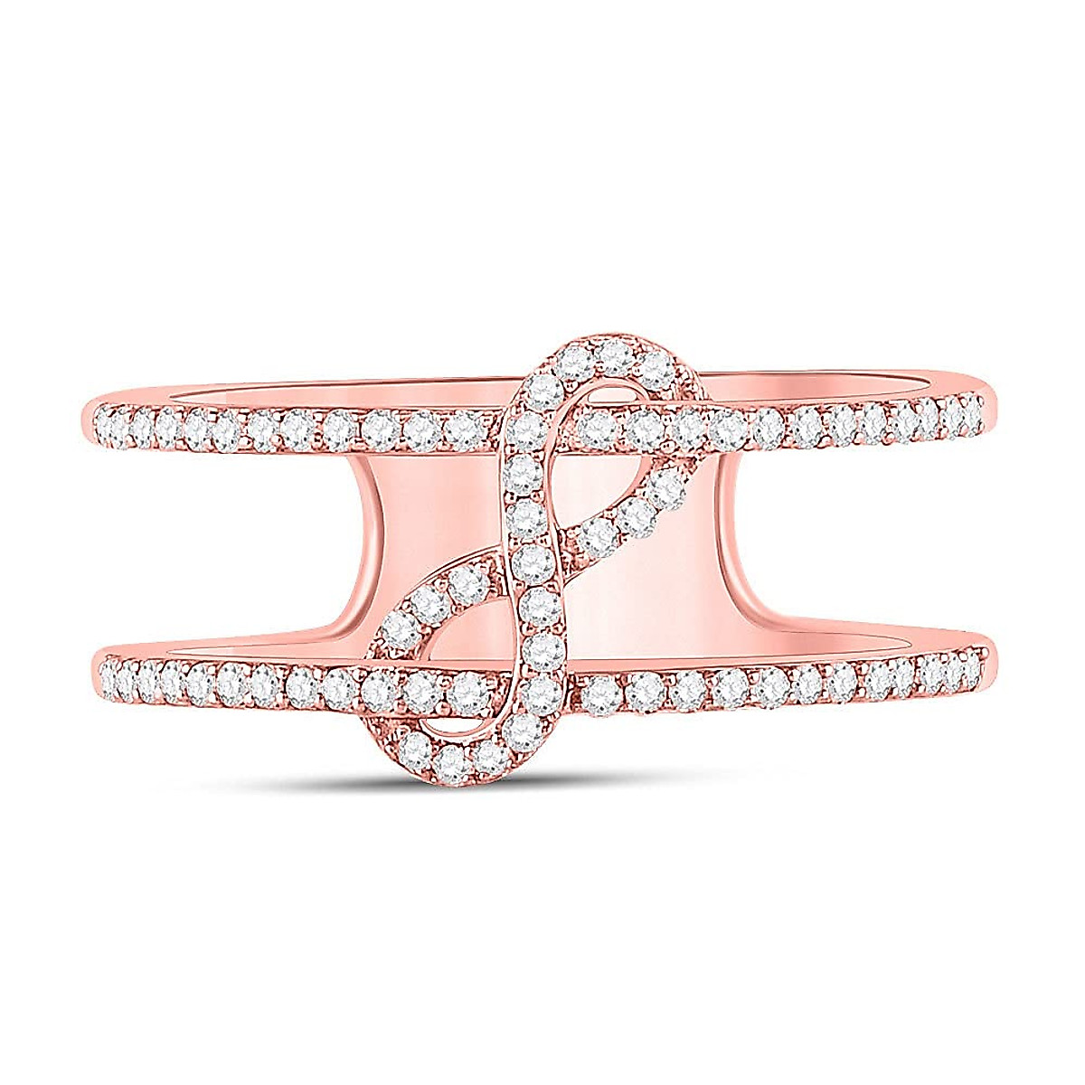 The Diamond Deal 10kt Rose Gold Womens Round Diamond Negative Space Infinity Ring 1/5 Cttw