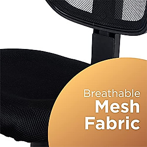 Comfty Fabric Seat and Nylon Base Mesh Back Swivel Task Chair, Black