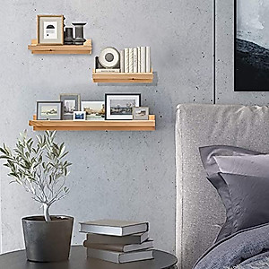 babaka Floating Shelves 3 PCS, Rustic Natural Wood Display Wall Shelf for Organize Bedroom, Living Room, Farmhouse, Kitchen, Bathroom. Traditional Wooden Simple Storage Home Decor Wall Mounted