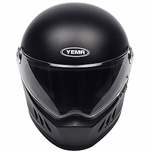 Motorcycle Full Face Helmet DOT and ECE Approved - YEMA YM-833 Motorbike Moped Street Bike Racing Crash Helmet with Clear Visor for Adult, Men and Women - Matte Black, M