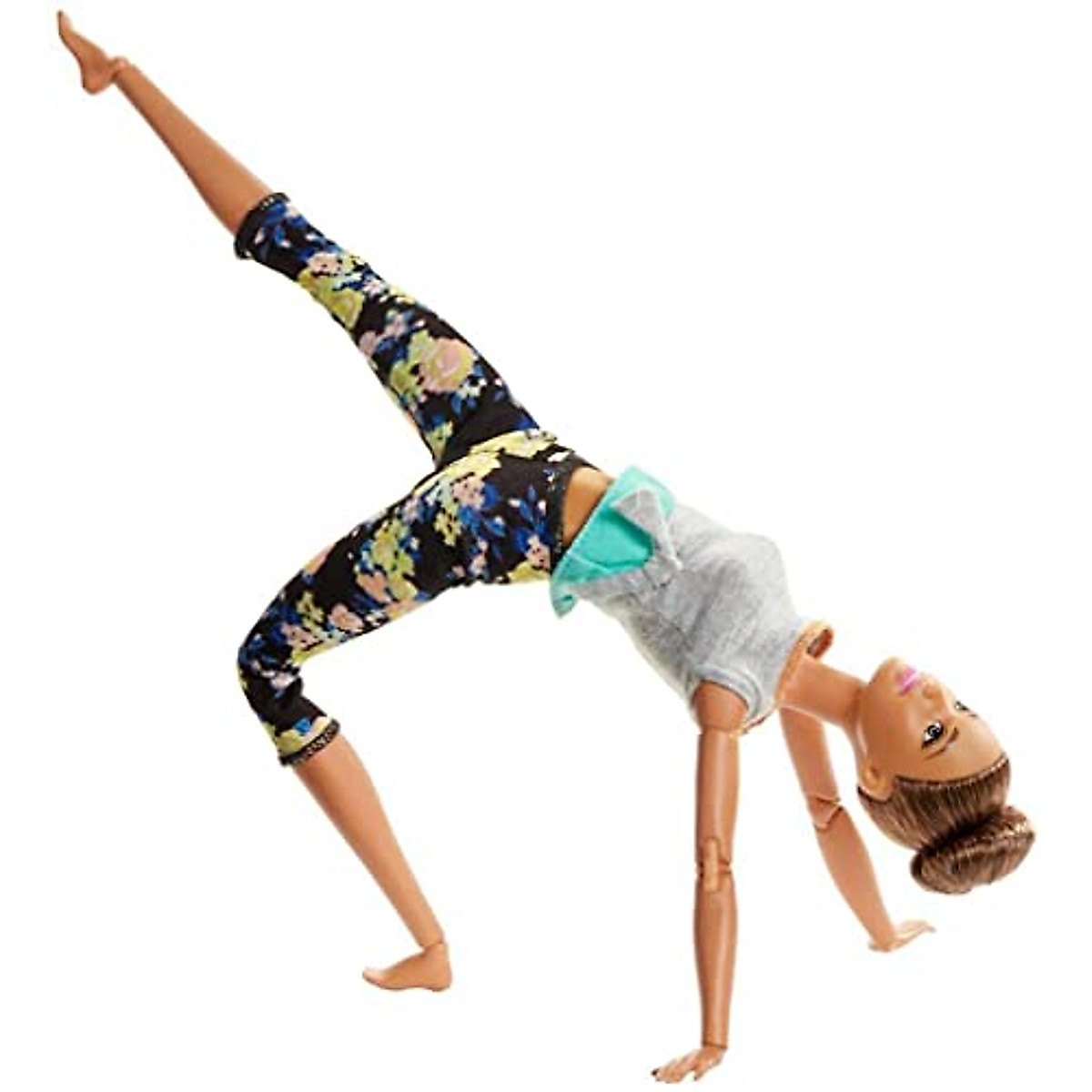 Barbie Made to Move Dolls with 22 Joints and Yoga Clothes, Floral, Blue
