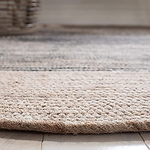 SAFAVIEH Braided Collection 4' x 6' Oval Beige/Black BRD904B Handmade Country Cottage Reversible Wool Entryway Foyer Living Room Bedroom Kitchen Area Rug