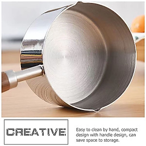 125ML Saucepan Stainless Steel Sauce Pot Double Spout Oil Pan Milk Warming Pot Frothing Pitcher Dishwasher Safe for Home Kitchen Cookware