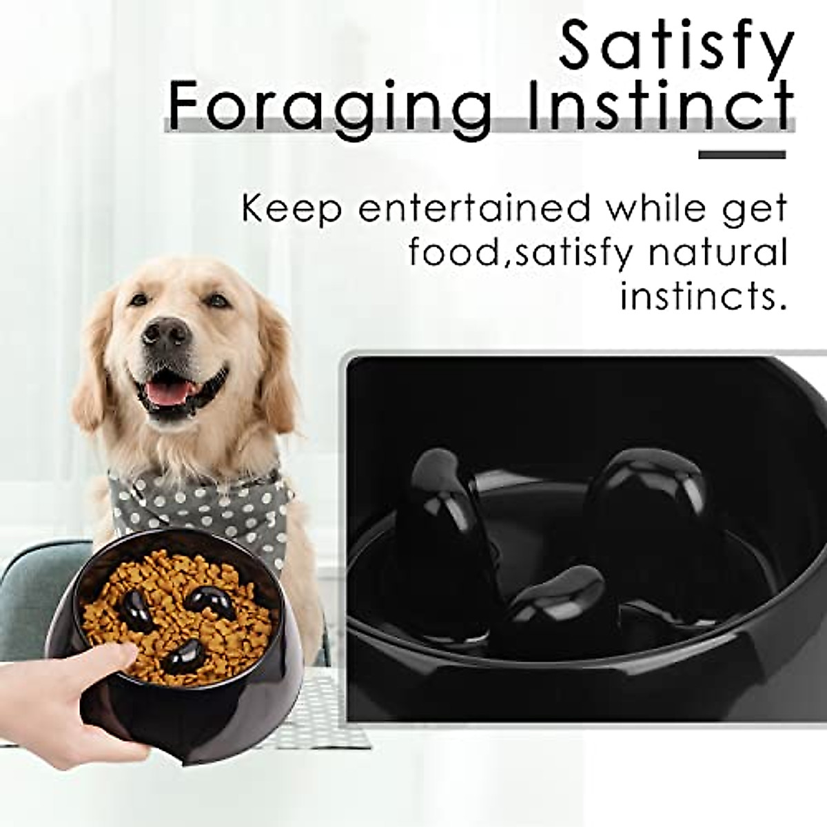 SUPERDESIGN Dog Slow Feeder Bowl 1/2 Cup Slow Feeding Dog Cat Bowls Slow Down Dog Bowl for Small Medium Large Breed Fun Feeder Slow Bowl Gulping Puppy Slow Feeder Bowl for Dry Wet Raw Food Non-Slip