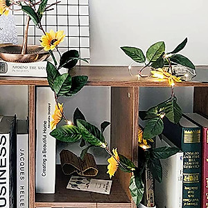 BeautyOL 30LED Green Leaf Sunflower Lights,Flower String Lights for Home Garden Decor