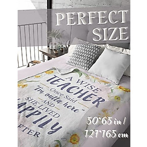InnoBeta Teacher Retirement Gifts for Women, Bed Flannel Plush Blankets (50"x 65") - A Wise Teacher