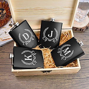 ELEGANTPARK Hip Flasks for Liquor for Men with Initials Monogrammed Gifts for Men Birthday Personalized Gifts for Him Groomsmen Dad Engraved Hip Flask with Funnel 8 OZ Letter A