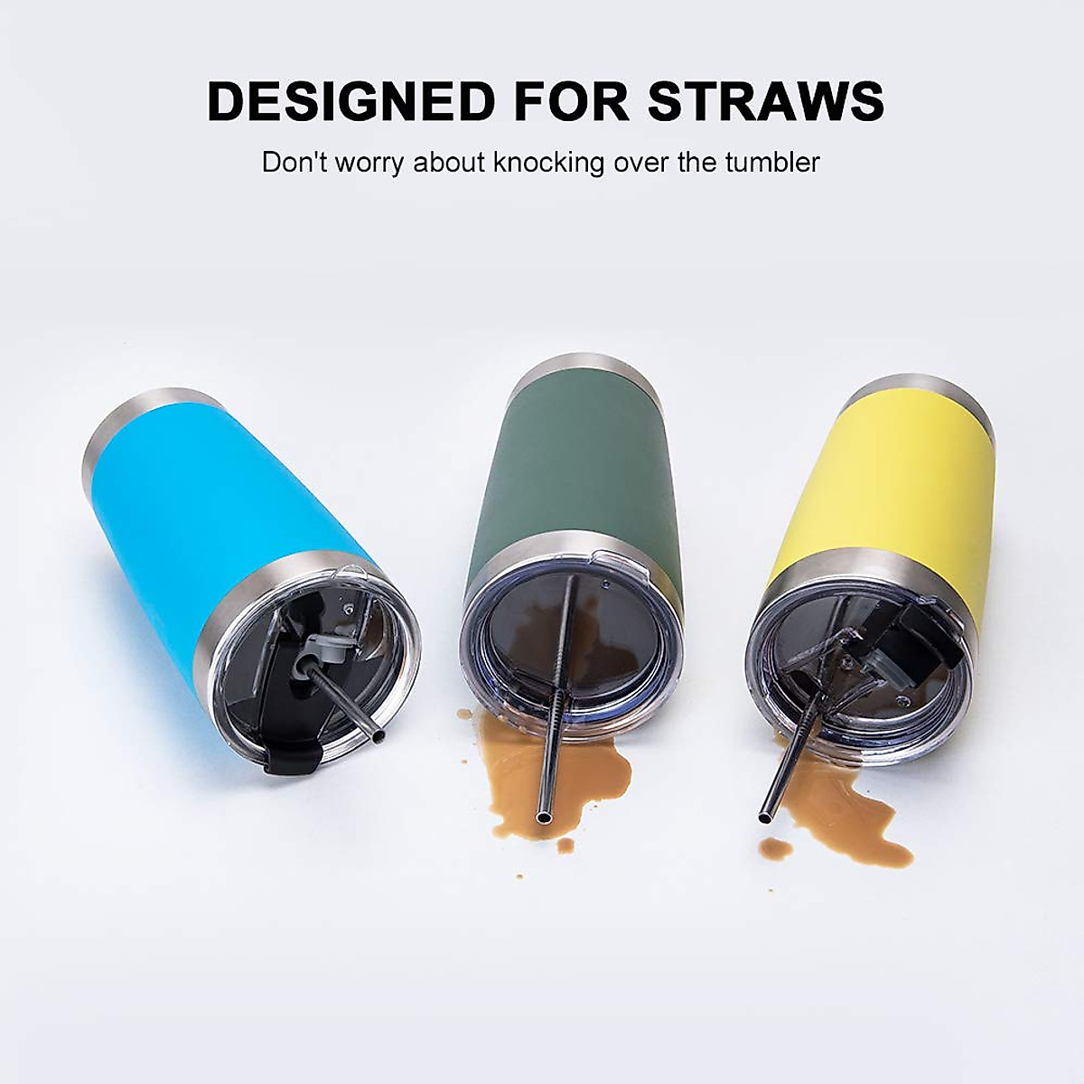 koodee 20 oz Tumbler Lids, Fits for 20 oz YETI Rambler, Old Style Rtic and More, 2 Pack Spill-proof Lids,Covers for 20 Ounce Tumbler,Cup (White)