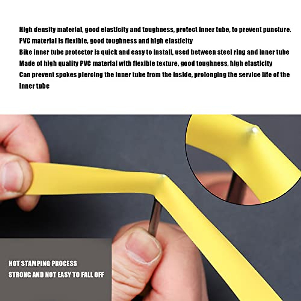 Raguso Bike Tire Pad, Flexible Bike Strip Rim Tape High Elasticity Firm PVC for 700C Road Bike Wheel Set