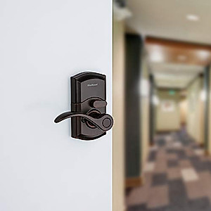 Kwikset SmartCode 955 Keypad Electronic Lever Door Lock Deadbolt Alternative with Pembroke Door Handle Lever Featuring SmartKey Security in Venetian Bronze