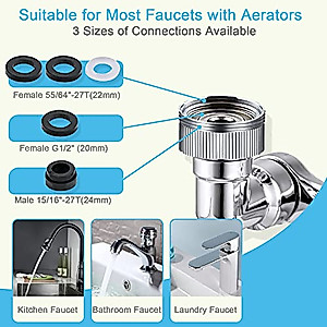 1080° Rotating Faucet Aerator Extender, Upgrade 2 Kinds of Water Outlet Modes Swivel Faucet Attachment and the Whole Is Made of Fine Copper, Suitable for Kitchens and Faucet Extender for Bathroom Sink