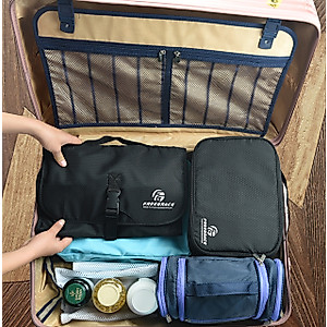 Freegrace Premium Hanging Toiletry Travel Bag - Cosmetic, Jewelry, Toiletry & Accessory Storage Organizer Bag, Large Size, Various Compartments (Black)