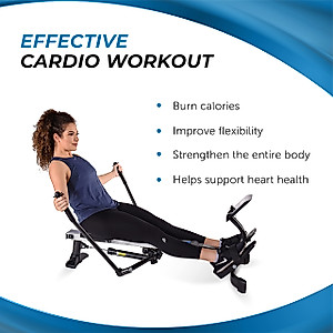 Stamina BodyTrac Glider 1052 Hydraulic Rowing Machine with Smart Workout App - Rower Workout Machine with Cylinder Resistance - Up to 250 lbs Weight Capacity