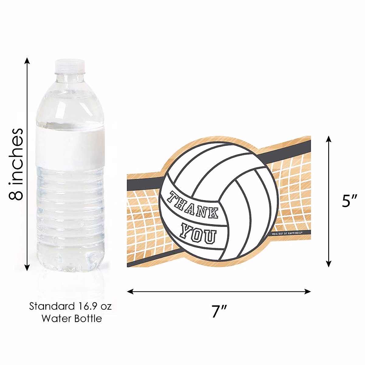 Big Dot of Happiness Bump, Set, Spike - Volleyball - Shaped - Baby Shower or Birthday Party Thank You Note Cards with Envelopes - Set of 12