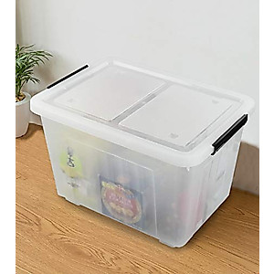 Asking 4-Pack Clear Large 42 L Plastic Storage Boxes, Plastic Storage Bins with Wheels