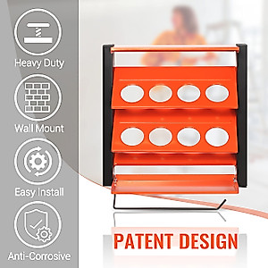 Wallmaster Spray Can Holder, Lube Can Wall Mount Storage Rack Heavy Duty Paint Bottle Organizer for Garage & Home | 8 Can Holes & 2 Shelf, Orange