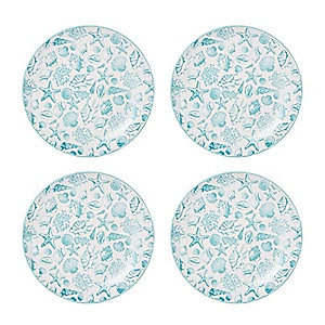 Pfaltzgraff Venice 16-Piece Stoneware Dinnerware Set, Service for 4, Aqua/White -