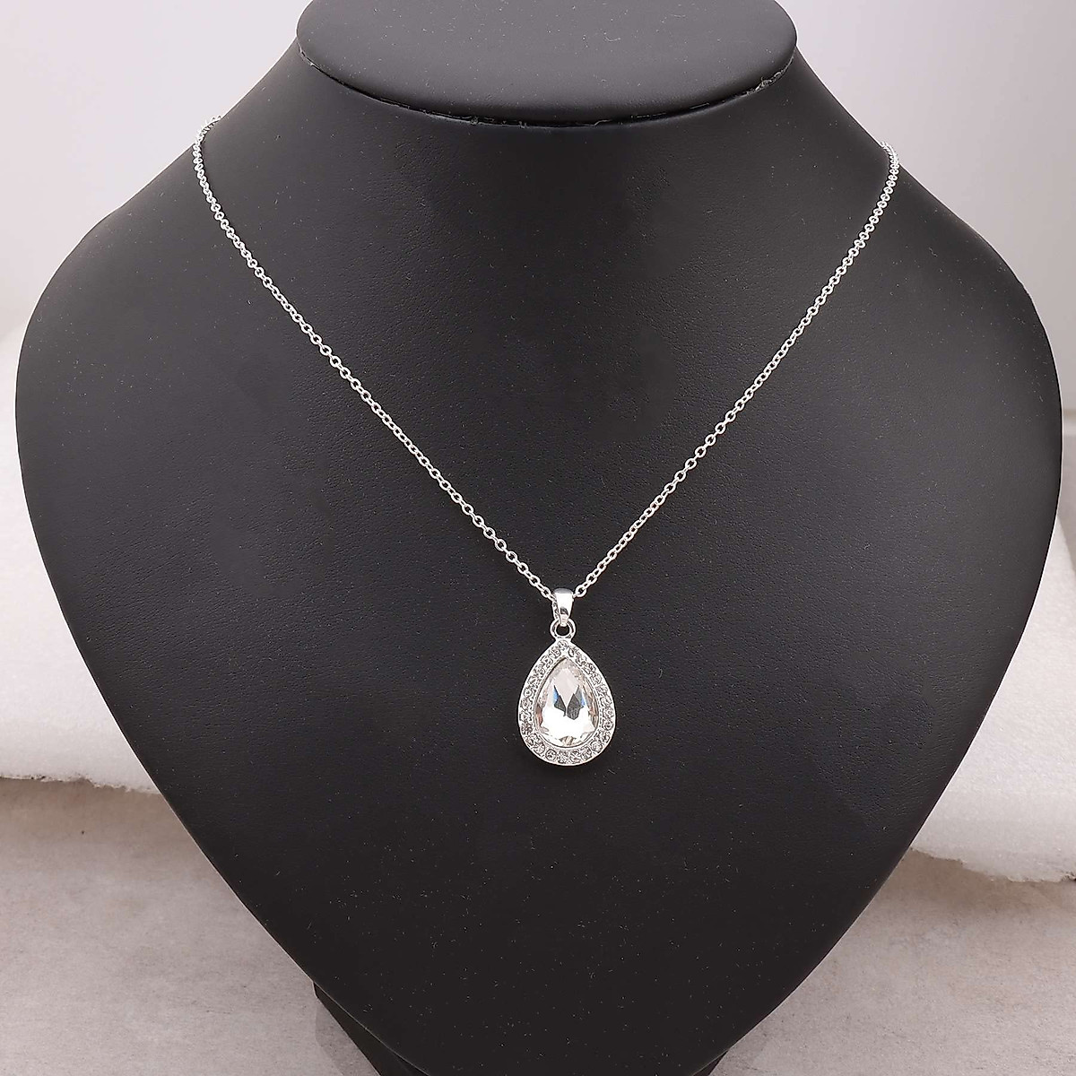 OTTFF Teardrop Jewelry Set for Bridal Bridesmaid,4 Sets Silver Plated Necklace Earrings Bracelet Set For Wedding Gift