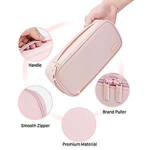 YOKUMA Cute Pencil Case for Girls, Large Pencil Pouch, Zipper Pencil Box, Aesthetic Pen Bag School Supplies for Student Teen College Adults, Pink