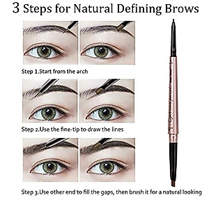 [ 2 Pack]Eyebrow Pencil, Waterproof Eyebrow Makeup with Dual Ends, Professional Brow Enhancing Kit with Eyebrow Brush (Dark Brown #1)