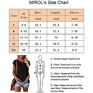 MIROL Women's Short Sleeve Tunic Tops 2023 Basic Loose T Shirts Solid Color Batwing Cap Sleeve Casual Tee Khaki