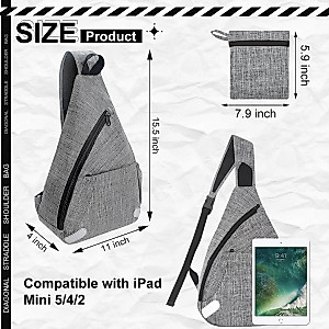 CALACH Sling Backpack Bag Chest Crossbody Bag Foldable Travel Hiking Daypack for Men Women(Grey)