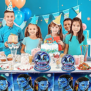 41Pcs Avatar 2 Birthday Party Tableware Cartoon Blue Theme Party Supplies Set Include 1pc Waterproof Tablecloth, 10pcs Plates 7",10pcs Plates 9" and 20pcs Napkins for Party Decorations