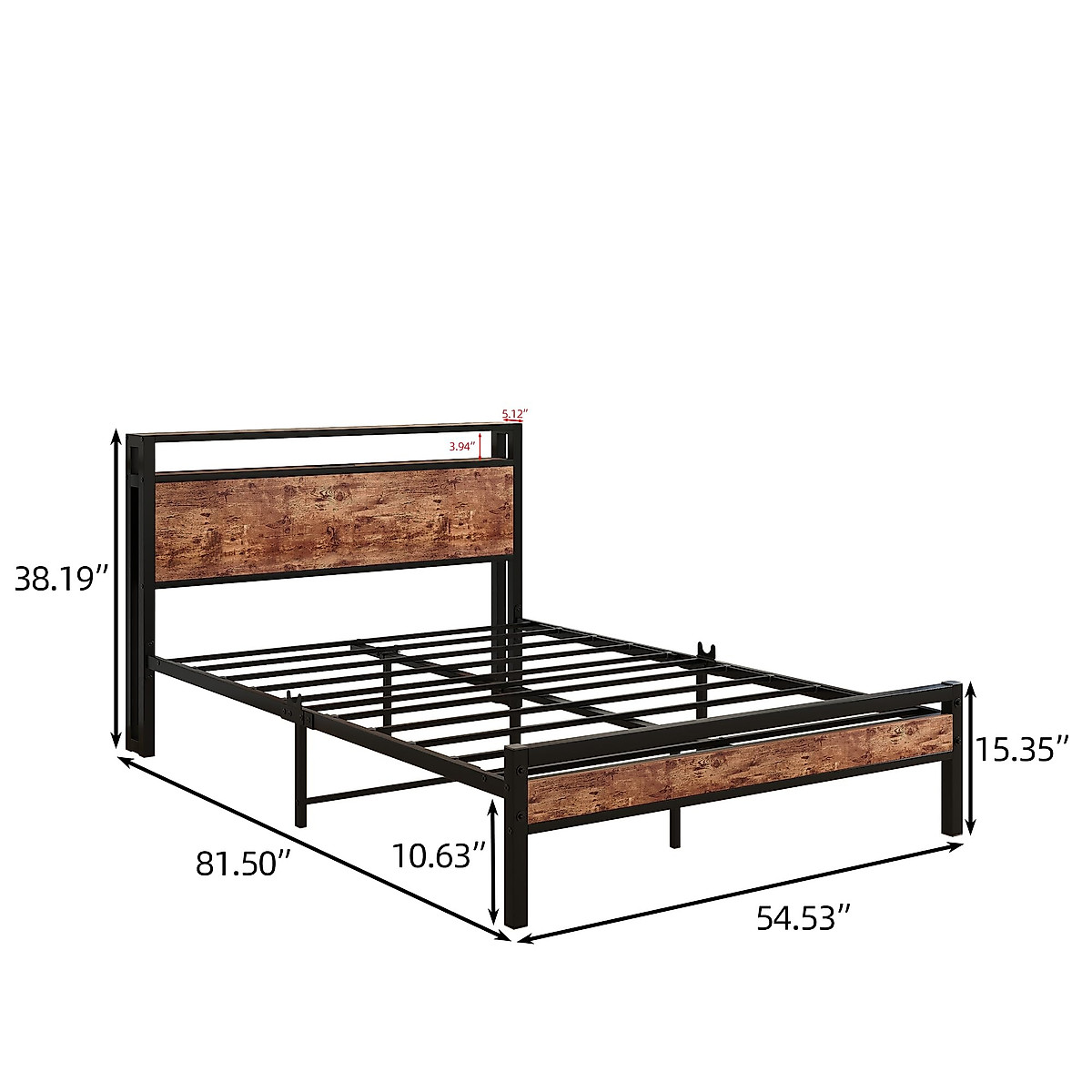 HOJINLINERO Full Size Bed Frame with Storage Headboard/USB Charging Station,Metal Platform Bed Frame Full Size No Box Spring Needed,Noise-Free,Strong Steel Slats Support,Rustic Brown