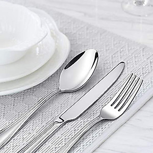 30-Piece Silverware Set, HaWare Stainless Steel Flatware Service for 6, Pearled Edge Tableware Cutlery Include Knife/Fork/Spoon, Beading Eating Utensil for Home, Mirror Polished, Dishwasher Safe