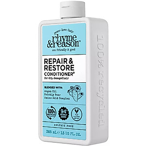 RR Hair Rhyme & Reason Repair and Restore Shampoo Conditioner SET. 13 Fl. Oz. For Dry Damaged Hair. Hydrate Repair. Formulated with Argan Oil, Prickly Pear Amino Acid Complex. Vegan Cruelty Free.