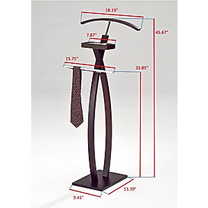 Kings Brand Furniture - Modern Curved Chrome/Walnut Finish Suit Rack Valet Stand