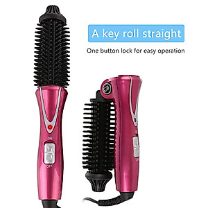 Hair Curler Brush, Professional Curling Iron Brushes Salon Air Paddle Styling Brush Negative Ion Generator Ceramic Lightweight Hot Air Volumize Hair Brush for Volume and Soft Curls(US)