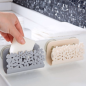 Kitchen Sponge Holder Sink Basket, Rustproof Sink Suction Holder for Sponges, Brush, Soap, 4.3 * 1.5 * 2.6 Inch (Gray)
