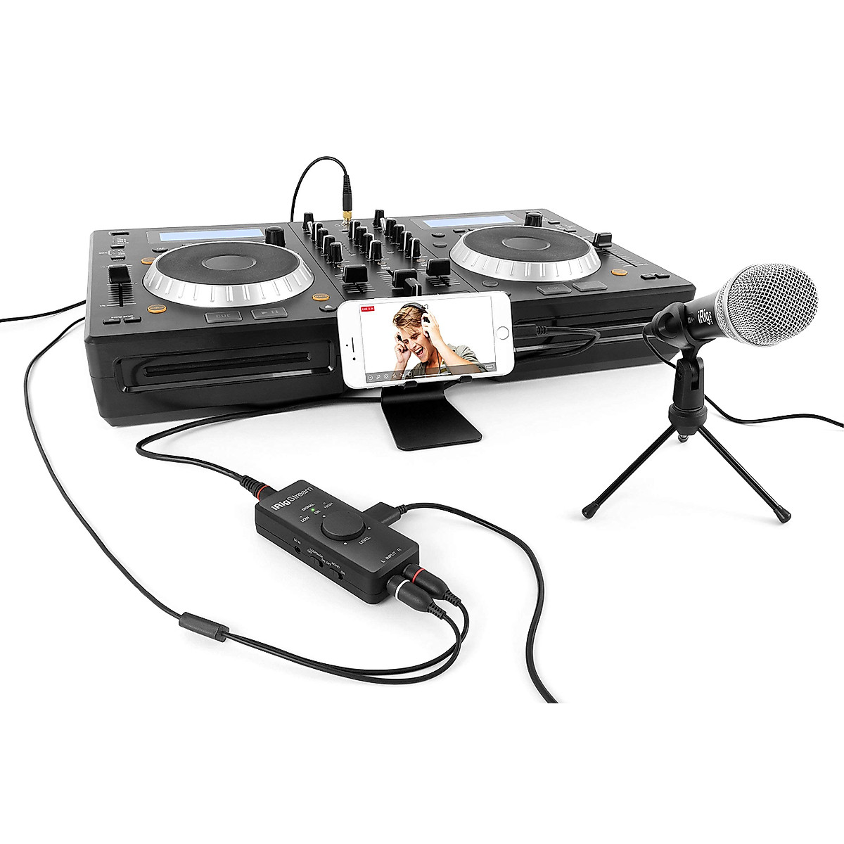 IK Multimedia iRig Stream stereo audio interface for iPhone, iPad, Mac, iOS and PC with USB-C, Lightning and USB for 24-bit, 48 kHz recording from mixers and studio gear