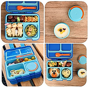 Genteen Premium Kids Lunch Box - Kids Chill Bento Box with 3 Compartments and Removable Ice Pack for Measl and Snacks,Toddler Lunch Box for Daycare,School,Leak-Proof,BPA-free,Dishwasher-Blue