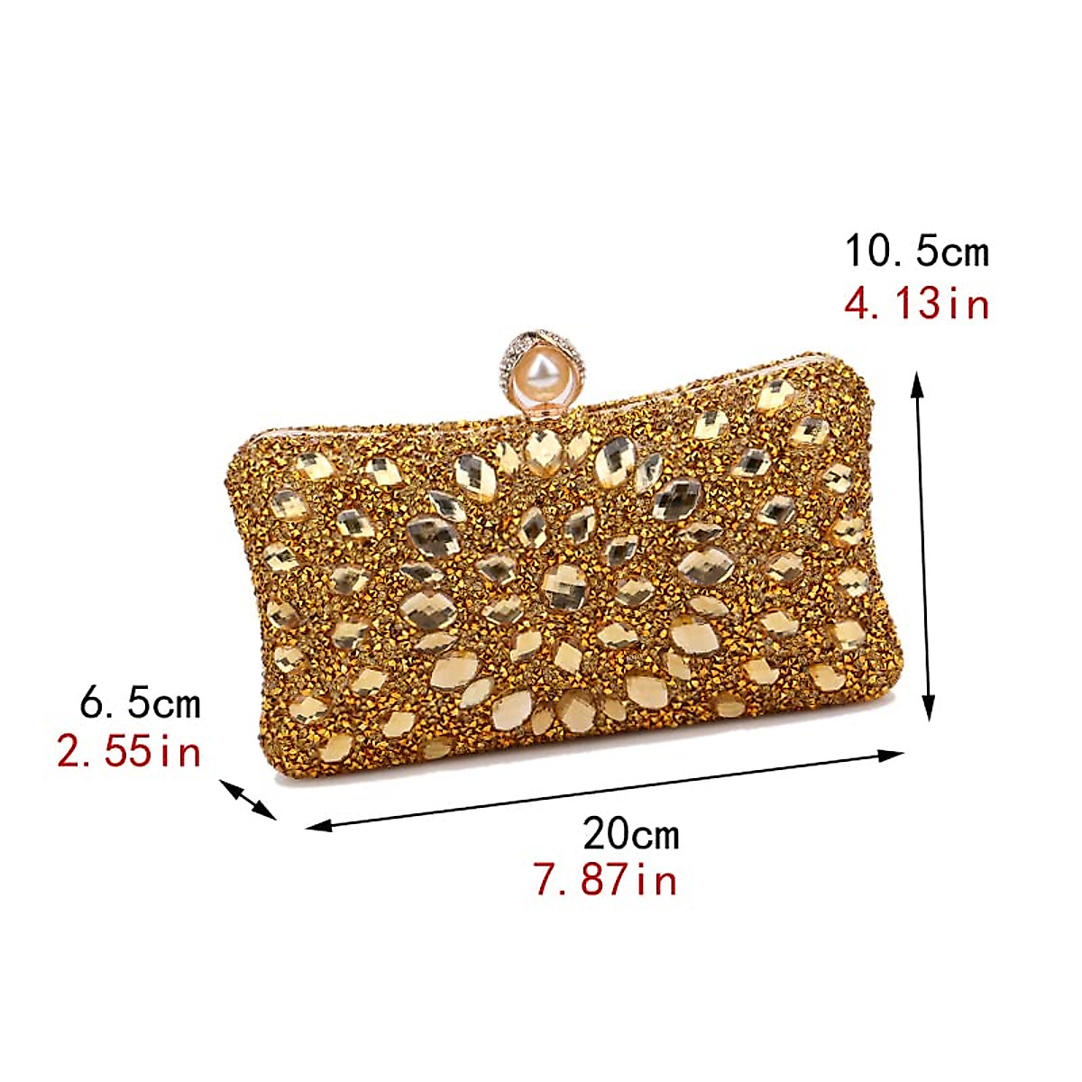 Multicolor Rhinestone Women Evening Clutch Pearl Purse Evening Bags, Multi Color Clutch Ladies Handbag, Rhinestone Purse (Golden)