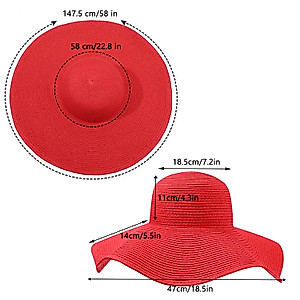 ASSQI Beach summer wide sun foldable hat for women Red
