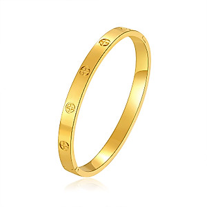 YUFANHY Love Bracelet Cuff 18k Gold Plated Stainless Steel Love Bracelet For Women Novelty And Mother Daughter Bracelet Jewelry Oval Bangle Witness The Of Love Wedding For Couple（gold）