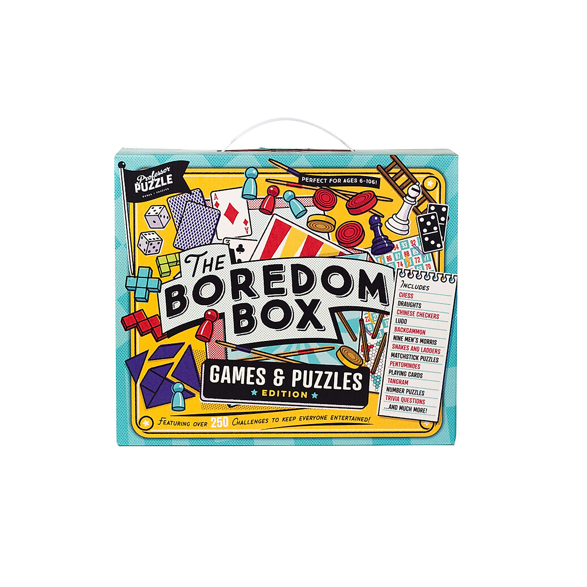 The Indoor Boredom Box - Huge Games & Puzzles Set - Over 250 Activities from Classic Board Games to lateral Thinking Puzzles