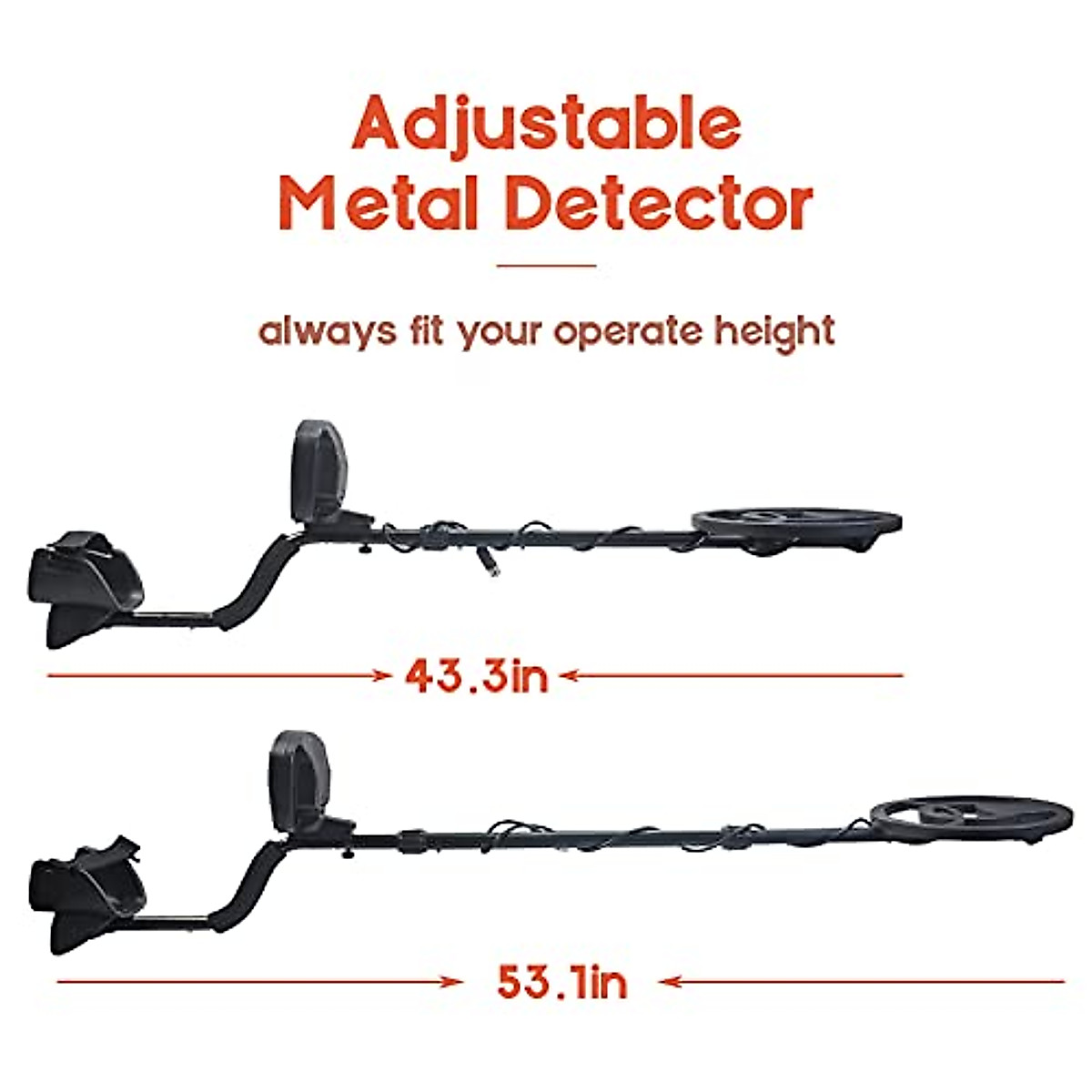 Professional Metal Detector for Adults, High Sensitivity Gold Detector with Waterproof Coil, Gold Finder with LCD Display, Pinpoint 5 Modes, Gifts for Men 10" Coil