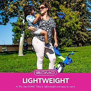 GOMO Kids Tricycles for 1-6 Year Olds, Big Wheels Toddler Bike with Push Handle (Pink/Teal)