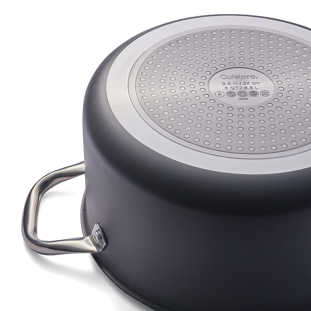 Cuisipro Easy Release Hard Anodized Stainless Steel Stock Pot, 6qt/9.5"diam